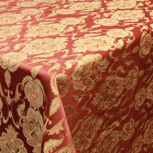 Dining | Damask Jacquard Burgundy And Gold Oval Table Cloth | Poshmark